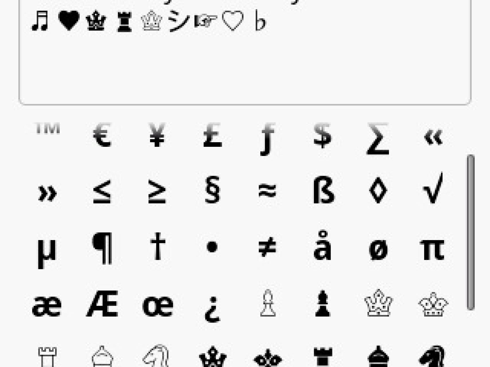Simbolos De Teclado Introducción De Símbolos