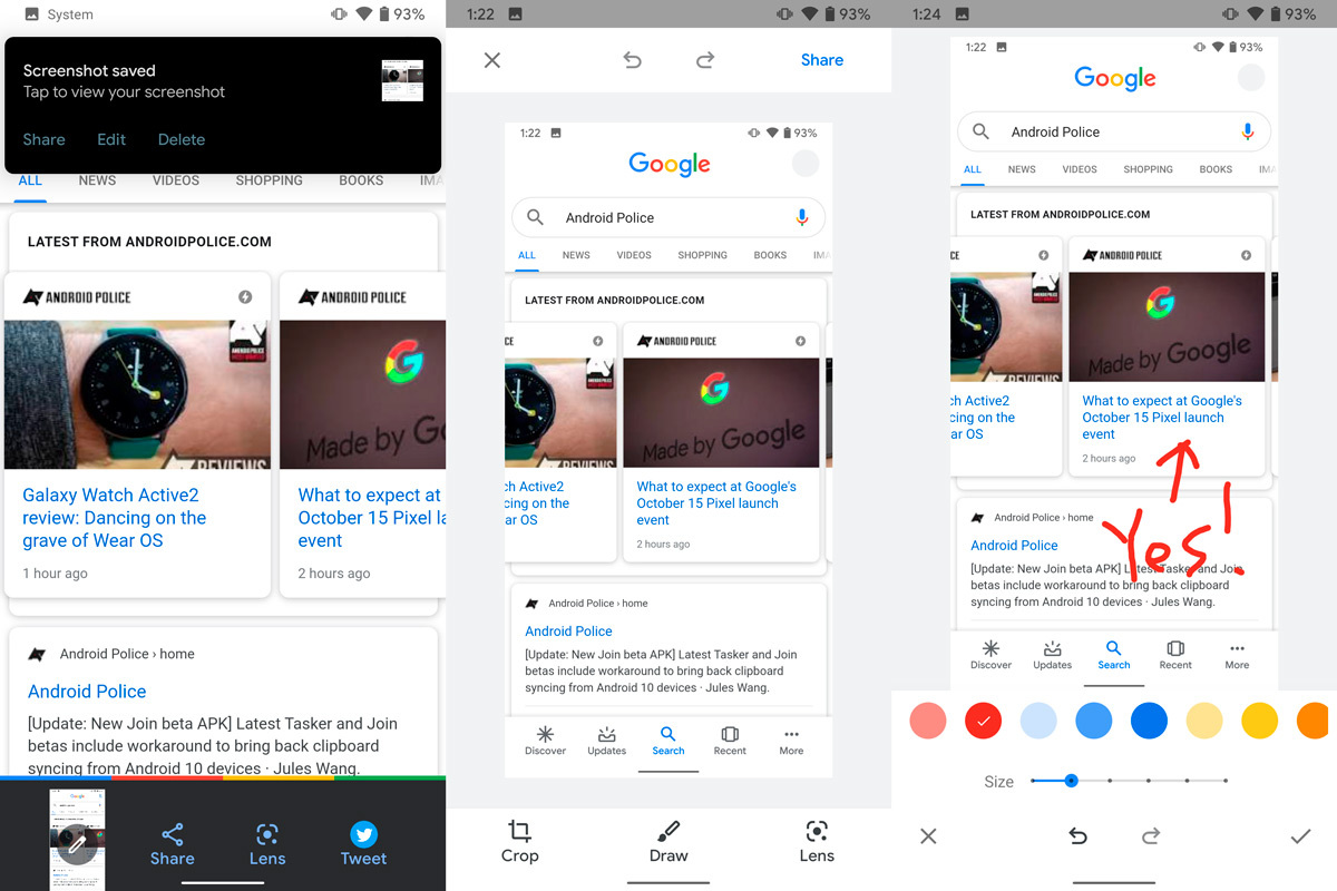 Google actualiza el editor de capturas de pantalla integrado de su app
