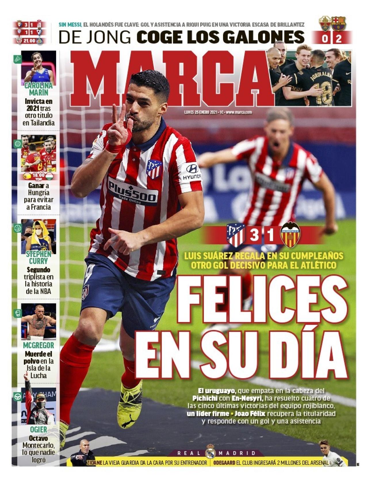 La portada del diario MARCA (25/01/2021)