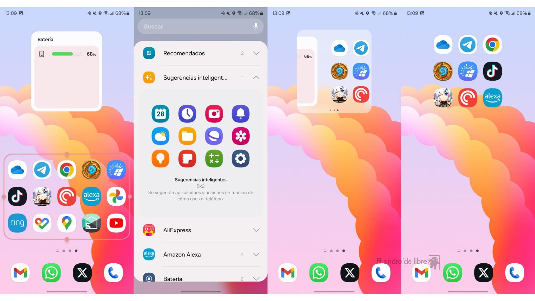 Cómo usar los widgets inteligentes y apilables en los móviles Samsung ...