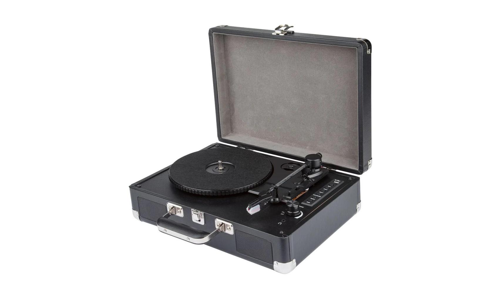 Un tocadiscos portátil con Bluetooth y altavoz para nostálgicos del ...