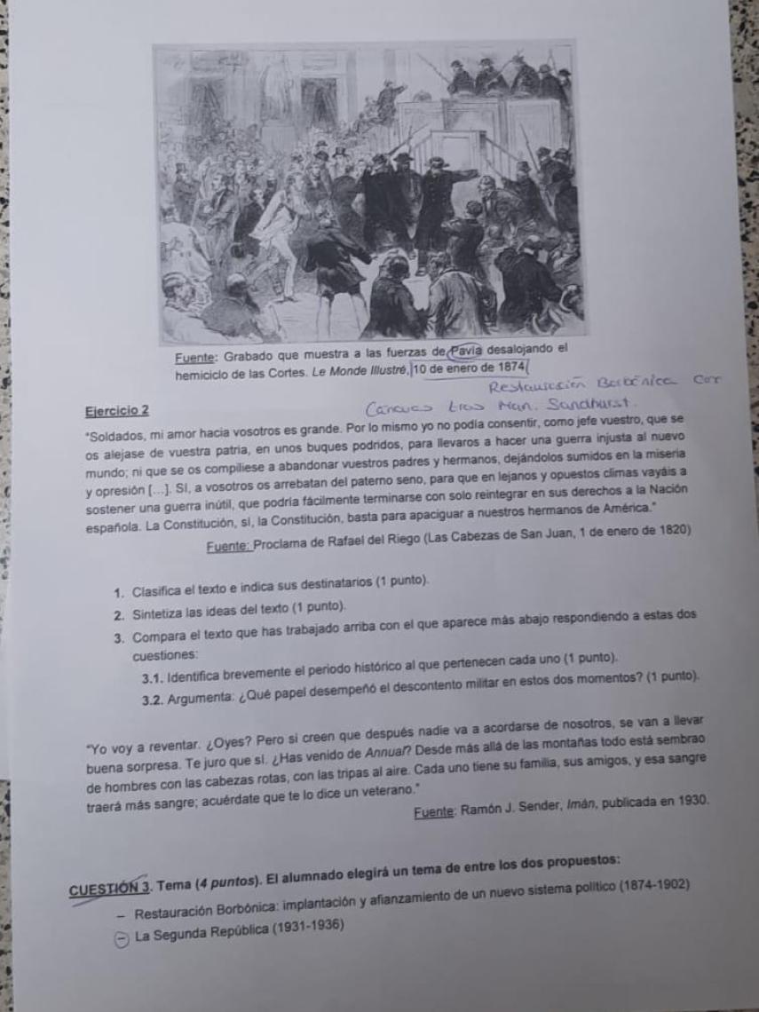 Este es el primer examen de Historia de España que ha caído en la PAU ...